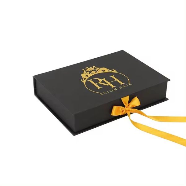 Quality Matte Black Hair Extension Packaging Box Customizable Hair Bundle Box Packaging for sale