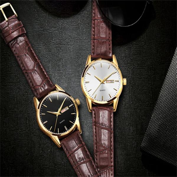Quality Dual Calendar Temperament Business Double Calendar Watch Men Couple Quartz Watch for sale