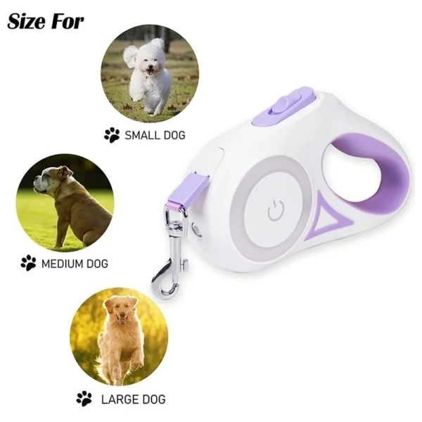 Quality Custom Logo Automatic Pet Dog Leash Lead with Bright LED Lights and Durable for sale