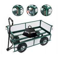 Quality Industrial Garden Wagon Cart 300kg Capacity And Metal Wire Spoke Garden Trolly for sale