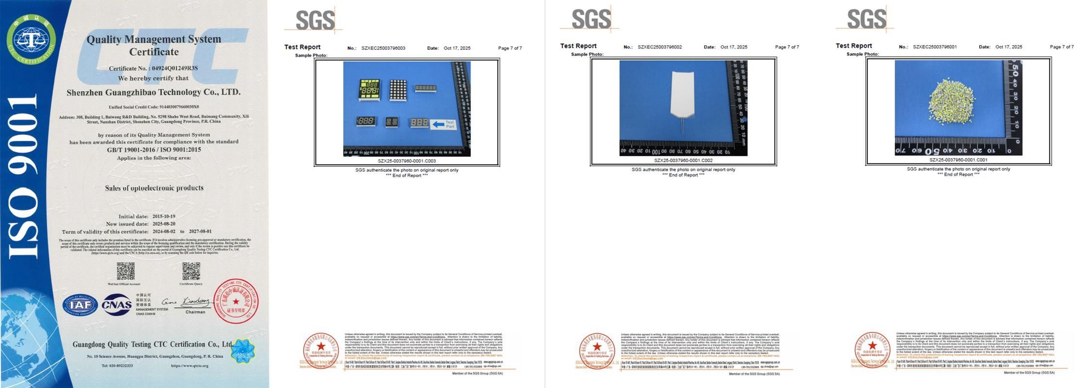 Quality and safety certifications