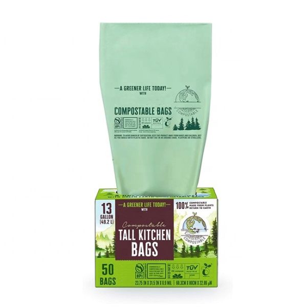 Quality Wholesale Sustainable 100% Biodegradable Cornstarch Custom Printed Tall Kitchen Compostable Trash Bin Liner Bag for Food Scrap for sale