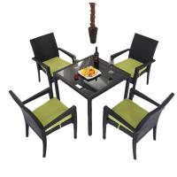 Quality Black Wicker Patio Dining Table Garden Restaurant Dinning Table Set for sale