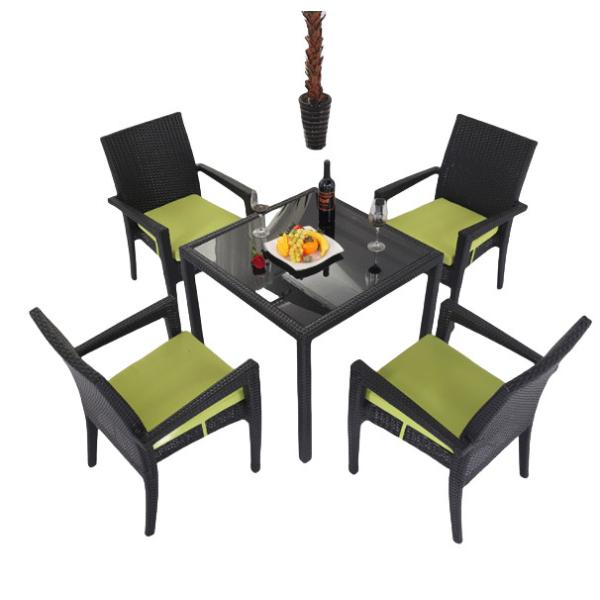 Quality Black Wicker Patio Dining Table Garden Restaurant Dinning Table Set for sale