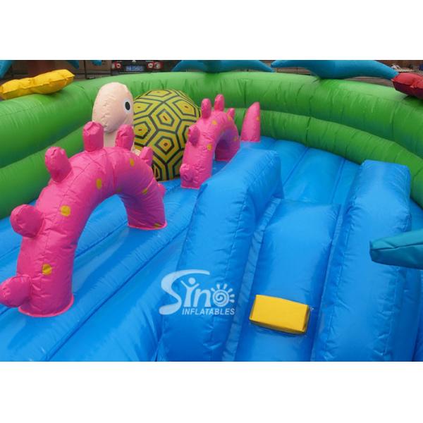 Quality Toddlers Garden Inflatable Games With Horse And Turtle , Green / Blue / Pink for sale