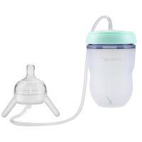 Quality Hands Free 250cc Baby Feeding Bottle Silicone Hands Free Milk Bottle for sale