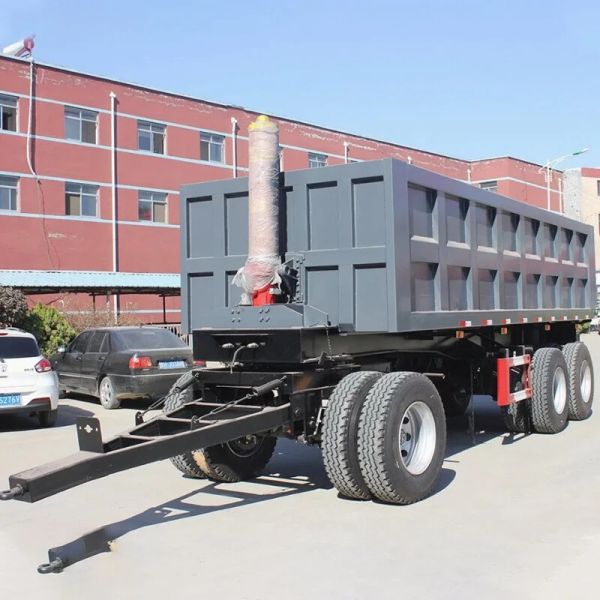 Quality Farm Trailer 3-Axles Hydraulic Rear Dump Draw Bar Full Trailer for sale