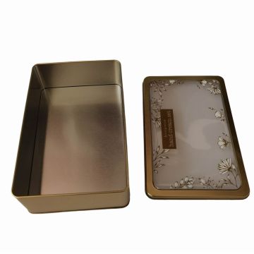 Quality Customized Rectangular hot chocolate tin can Transparent Window Lid vintage for sale