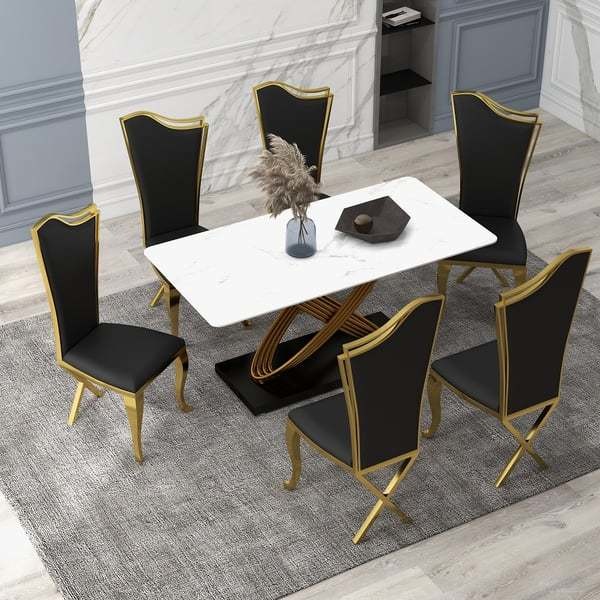 Quality Customized Onyx Marble Dining Table Marble Stone Steel Frame Office Chair for sale