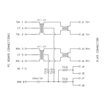 Quality HFJV1-E2450-L78RL Rj45 Vertical With Magnetics Ethernet Connector PCB Jack for sale