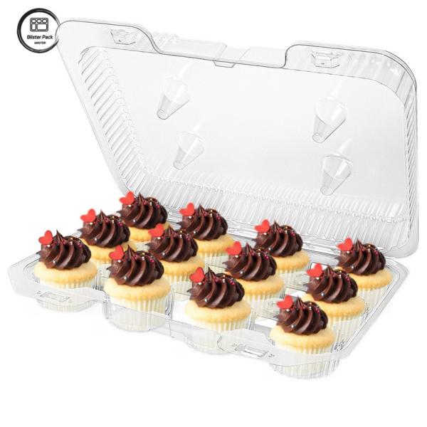 Quality Clear PET Cupcake Clamshell Containers Custom Secure & Desserts Transparent Cake for sale