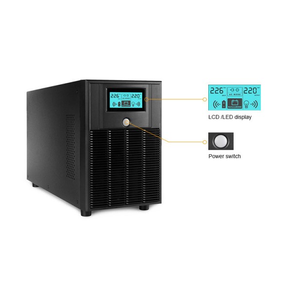 Quality 1kVA-3kVA Double Conversion UPS with 0ms Transfer Time and LCD Display for for sale