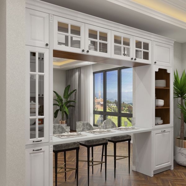 Quality Readymade Kitchen Cabinets Traditional Style Frameless Brushed Nickel Hardware for sale