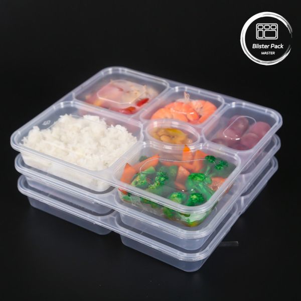 Quality Transparent Plastic Meal Prep 6 Compartment Disposable Bento Box For Hotels And Events for sale