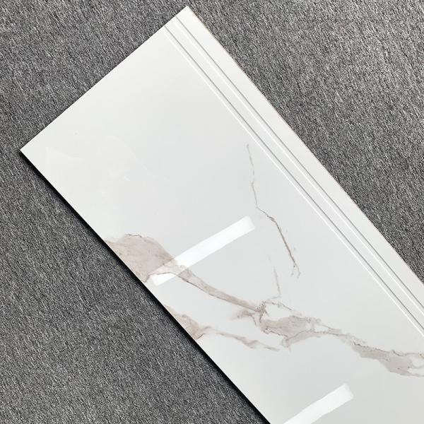 Quality Carrara White Ceramic Stairs Floor Step Tiles Acid Resistant for sale
