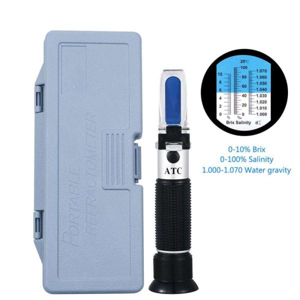 Quality Portable Refractometer 0-10%Brix Digital Test Meter 0-100%Salinity Automatic Temperature for sale
