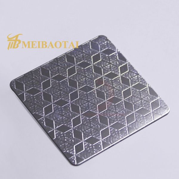 Embossed stainless steel sheet with polygon pattern