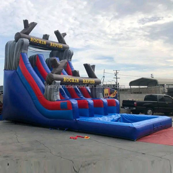 Quality Popular Inflatable Combo Bouncy Jumping Castle with Rock Red Waterslide and Big for sale