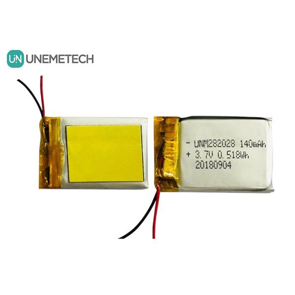 Quality Low Self Discharge Lipo Battery 282028 / 3.7V 140mAh Lithium Polymer Battery for Wearable Devices for sale
