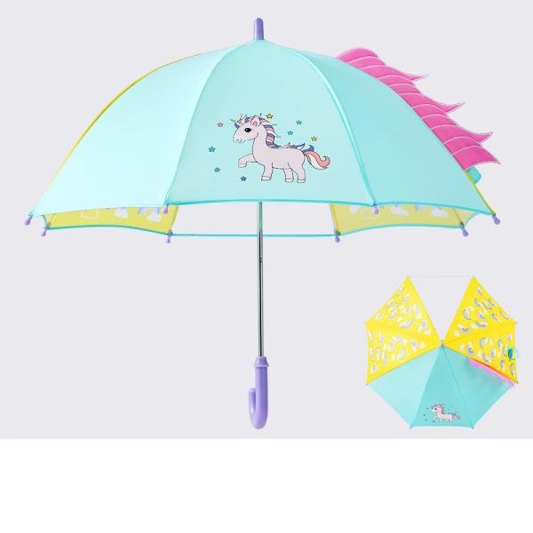 Quality Fiberglass Ribs Children Umbrella with Adorable Cartoon Ears and Transparency for sale