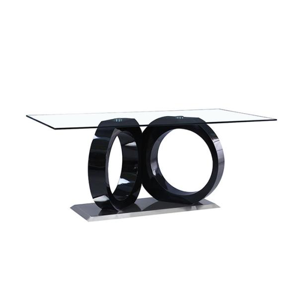 Quality Wooden Legs Glass Top 76cm Modern Dining Table for sale