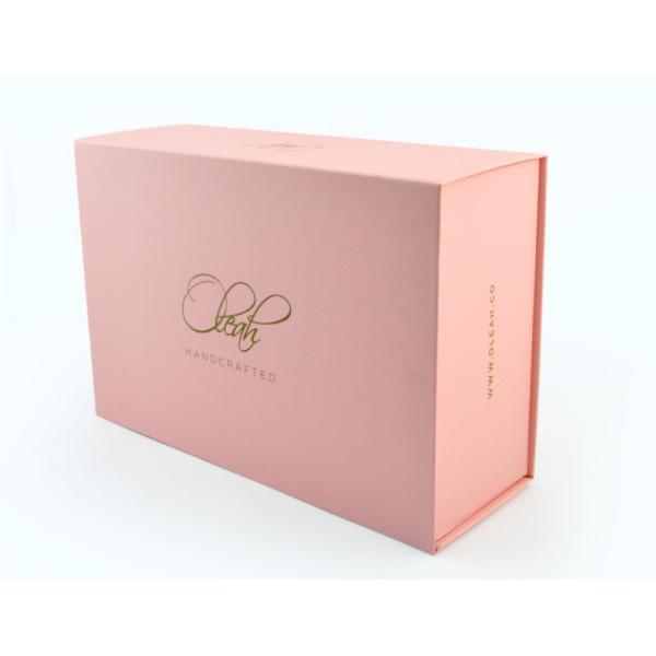 Quality Gold Foiled Sturdy Magnetic Cardboard Box 2mm Thickness Pink Printed for sale