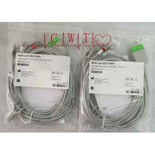 Quality 3 Lead W Grab ECG Machine Parts Multi Link Ge Ecg Leads Assy AHA.306M 12FT for sale