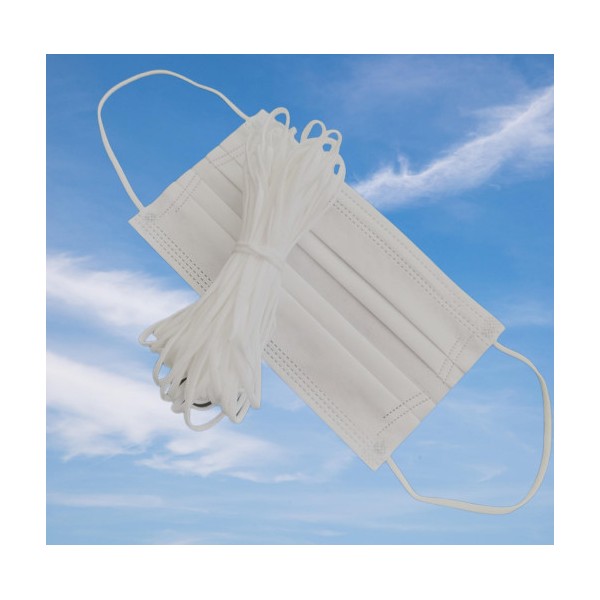 Quality 3.5mm 5mm Flat Elastic Cord Stretch White Polyester Earloop Ear Band Earing Loop for sale