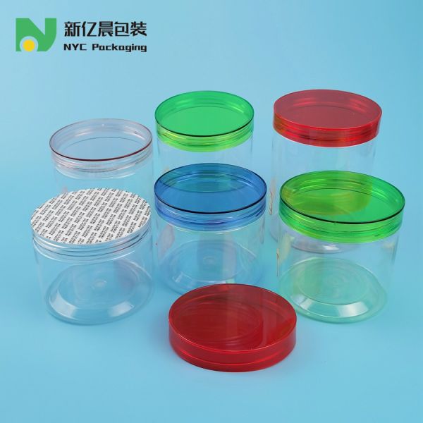 Quality 1460ml Food Grade Cookie Clear Plastic Jars White Lids for sale