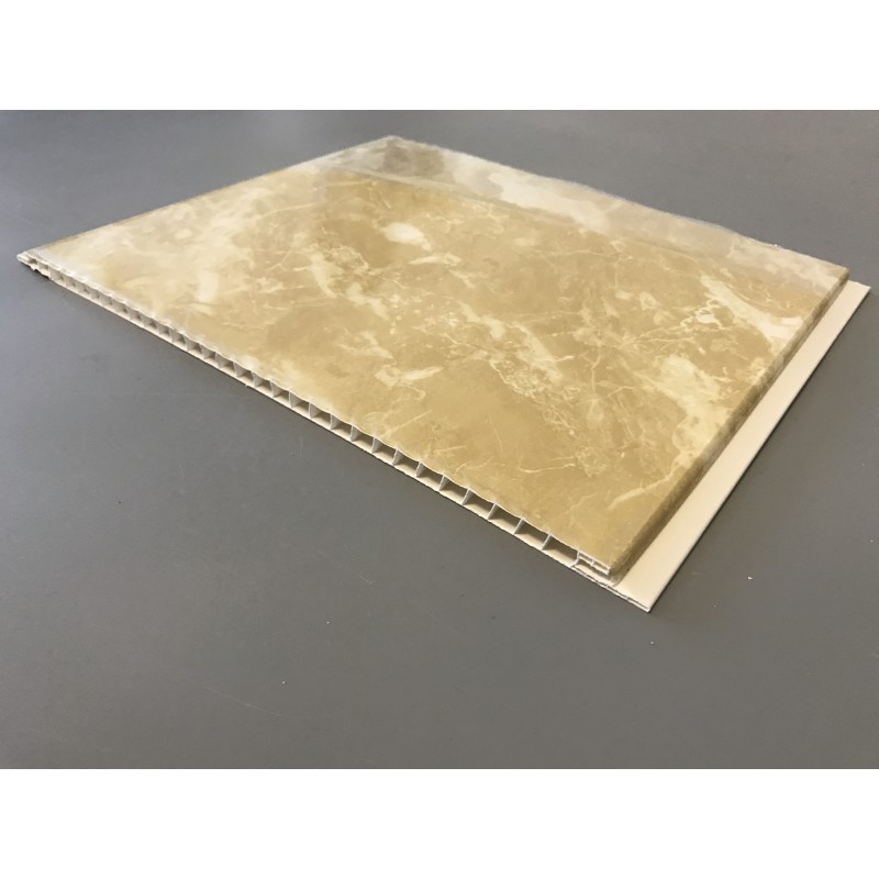Quality Durable Decorative PVC Garage Wall Panels Yellow Marble Color 25cm Width for sale