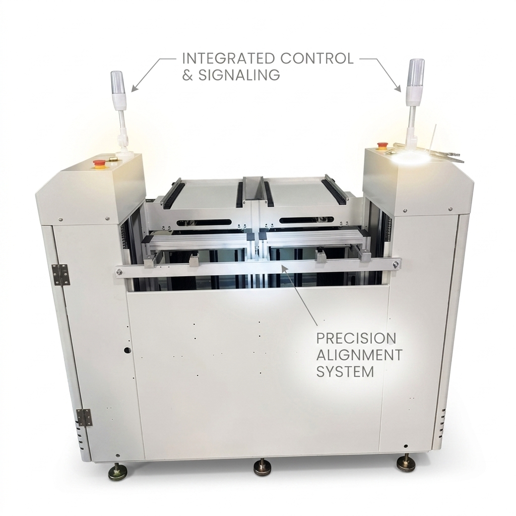 Quality Compact Fully Automatic SMT Dual Track Board Loader Designed to Optimize Space Utilization While Maintaining High Speed and Operation for sale