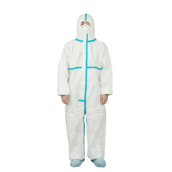 Quality EN14126 EU Standard Type 4B/5B/6B Disposable PPE Protective Microporous Film Coverall for sale