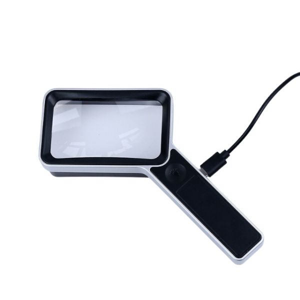 Quality Handheld Rectangular Magnifier 6 LED Light with USB Charging Cable 3Light Magnifier for sale
