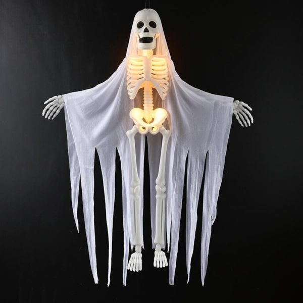 Quality Customized Plastic Hanging Ghost Halloween Themed Decorations Light Up Skeleton for sale