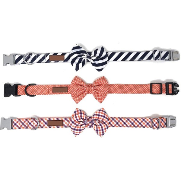 Quality Detachable Bowtie Soft Cotton Dog Collars Custom Fit With Quick Release Buckle for sale