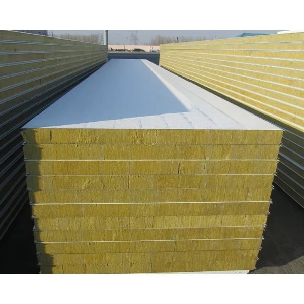 Quality Modern Design Style 160mm Rock Wool Panel Heat Insulation Sandwich Panel for Warehouse for sale