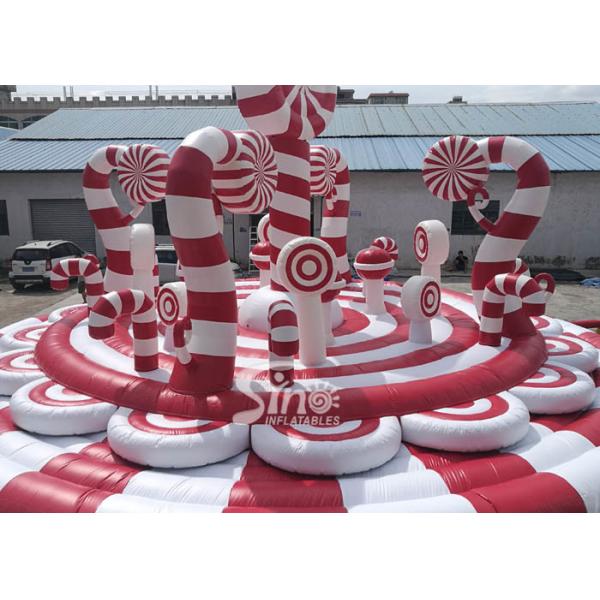 Quality Giant Christmas Candy Cane Inflatable Amusement Park Bouncer For Kids And Adults for sale