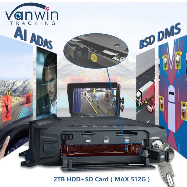 Quality AHD 1080P 8CH 4G GPS Mobile DVR With Built-In ADAS DSM BSD Algorithm AI Powered for sale