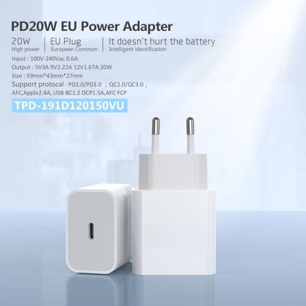 Quality 12V 1.67A USBC PD 3.0 Charger , CE Iphone 12 Wall Charger for sale