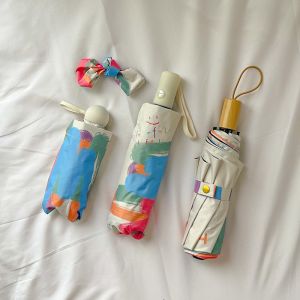 Quality 190T Polyester Fabric Material Semi-automatic Paraguas UV Mini Umbrella for for sale