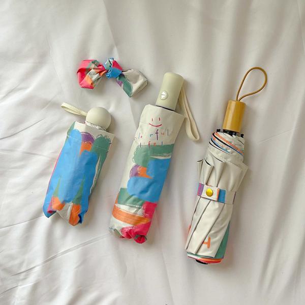 Quality Full Digital Print Automatic Three Folding Foldable Sun Travel Umbrella for for sale