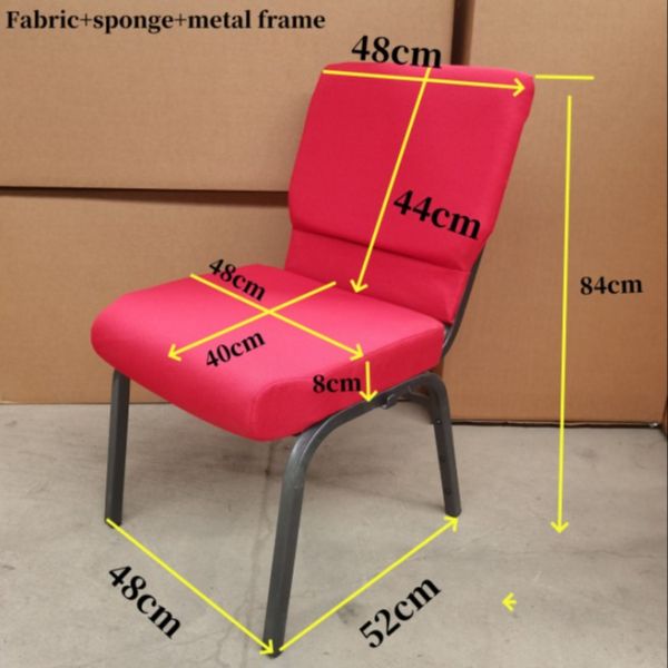Quality Interlocking Red Church Chairs Fabric Stackable Worship Chairs for sale