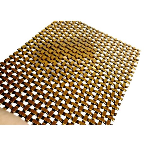 Quality Antique Plated Woven Architectural Metal Mesh Fabric For Elevator Interior for sale