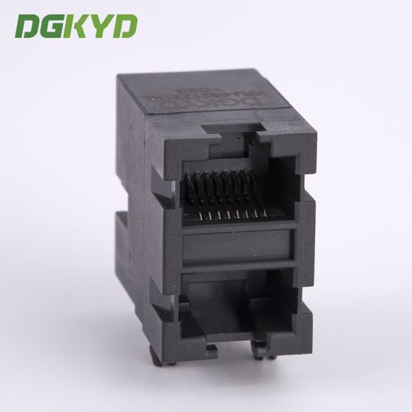 Quality 10/100 BASE Stack 2x1 Dual Port RJ45 Female Jack Double Deck Ethernet Socket for sale