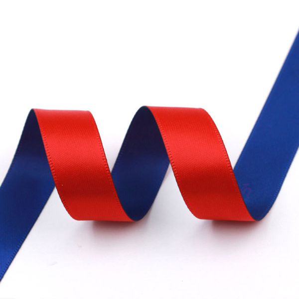 Quality Double Colors Polyester Ribbon Roll Rose Blue 25mm Satin Poly Ribbon for sale