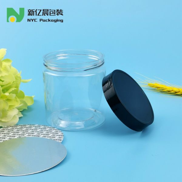 Quality 1460ml Food Grade Cookie Clear Plastic Jars White Lids for sale