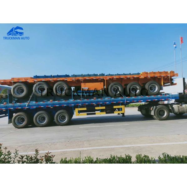 Quality 40" Flatbed 3 Axles Container Semi Trailer 50 Tons Loading Capacity With Led for sale
