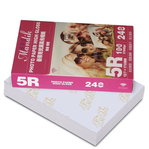 Quality 5R Super White Instant Dry Glossy Inkjet Photo Paper for sale