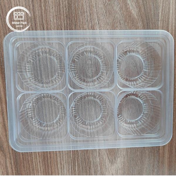 Quality Disposable Blister Transparent PP Plastic Tray, 6-Cavity Packaging For Chocolate, Candy, Mooncake, Muffin, And Dumplings for sale