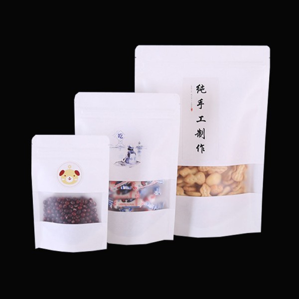 Quality Kraft Paper Bags With Your Own Design And Window And Heat Seal And Zipper Top for sale